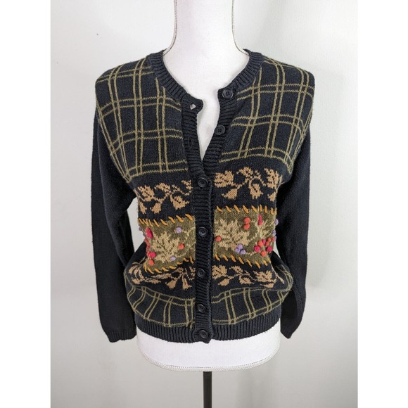 Vintage | Sweaters | Vintage Patchwork Quilt Block Cardigan Sweater ...